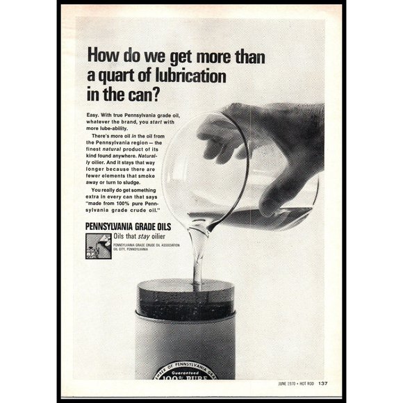 Pennsylvania Oil | Art | 97 Pennsylvania Grade Motor Oils Vintage Print ...
